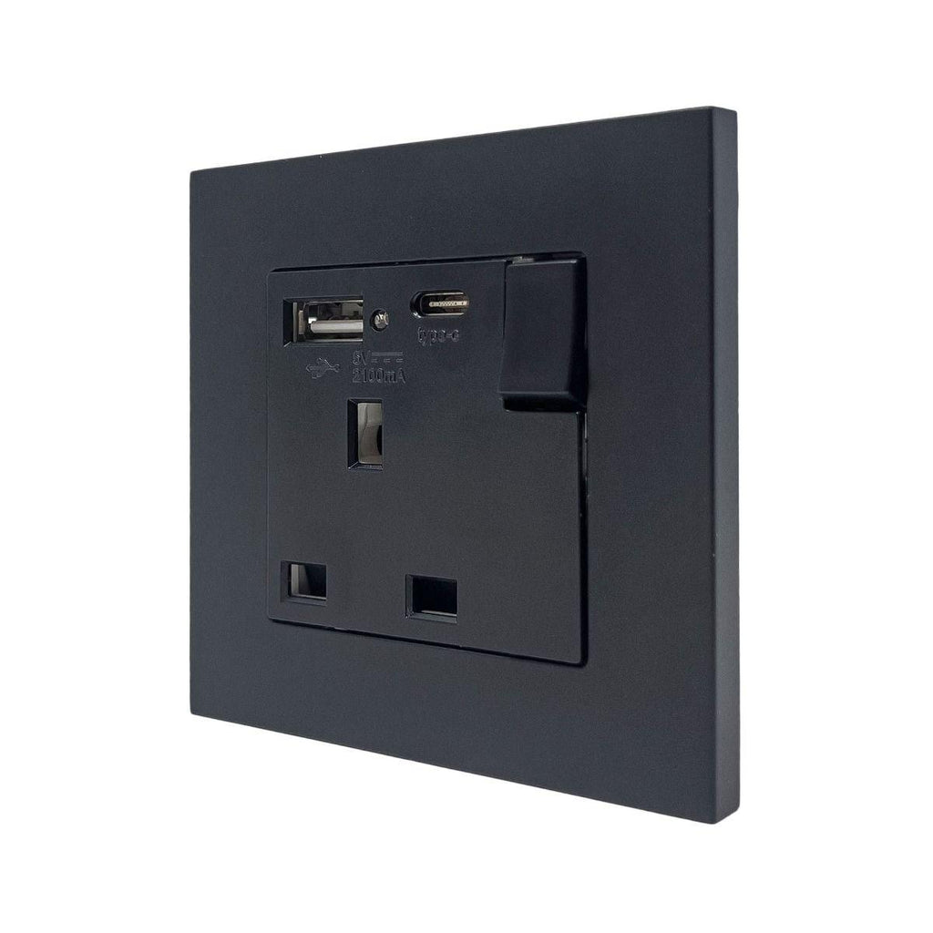 13A 1-Gang Switched Socket with USB Type A & Type C Ports – Ledison ...